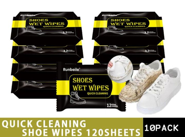 ( 10 PACK ) RUNBEILE Shoe shine wipes Quick Wipes Shoes Cleaner ...