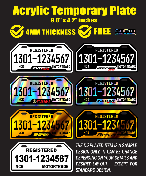 TEMPORARY PLATE ACRYLIC FOR ALL MOTORCYCLE MODEL NEW SIZE 4MM 5MM ...