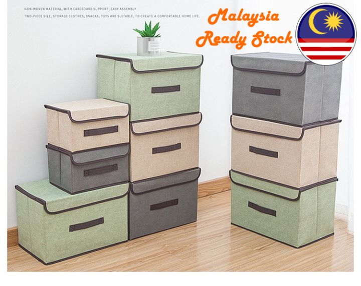 【Msia Stock】Wardrobe Organizer Storage Box Foldable Linen Cloth Storage ...