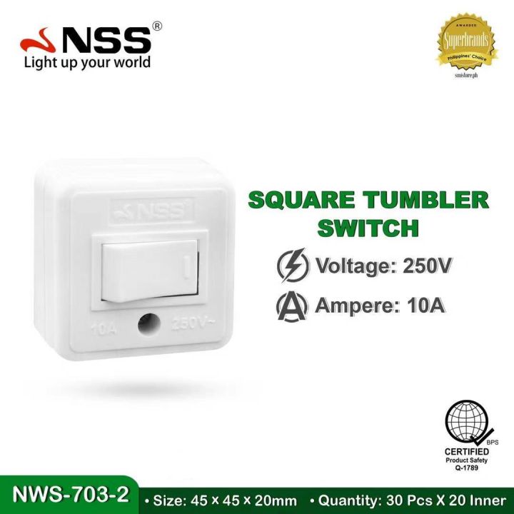 NSS High Quality Electrical Square Tumbler Switch 10A 250V~ NWS-703-2 ...