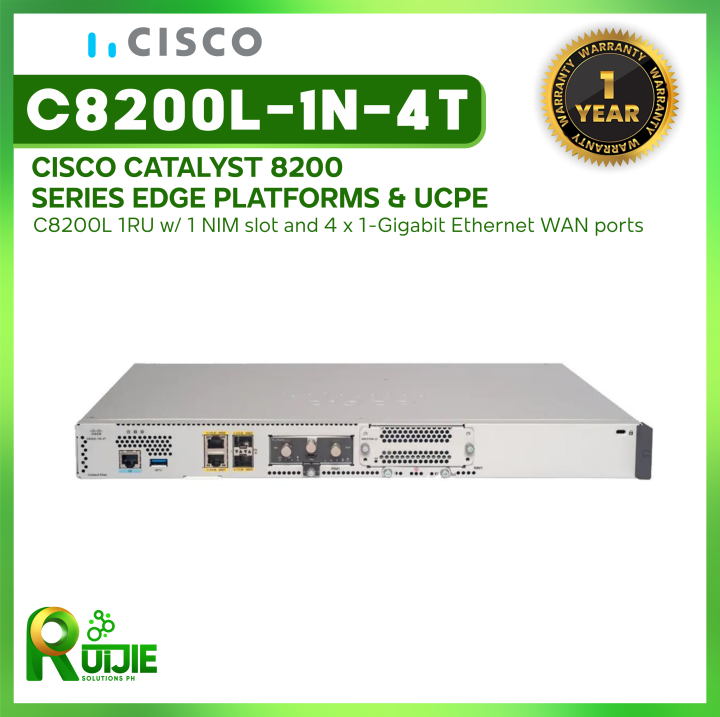 Cisco Catalyst 8200 Series Edge Platforms & uCPE "C8200L-1N-4T", C8200L 1RU w/ 1 NIM slot and 4 ...