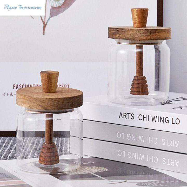AGSEE Airtight Honey Pot Lid Wooden Honey Dipper Honey Jar Dipper Set ...