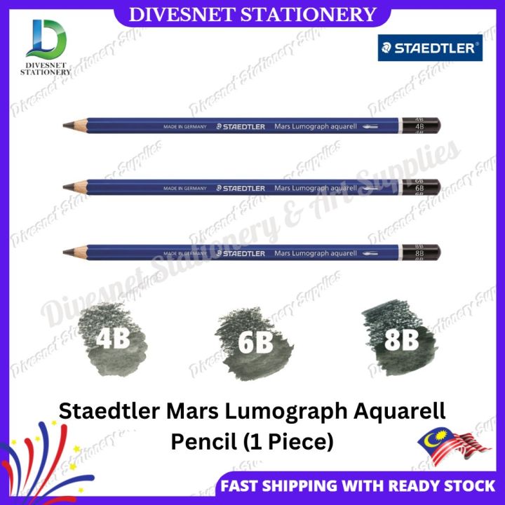 Staedtler Mars Lumograph Aquarell A (4B / 6B / 8B) Watercolour Graphite Pencil Pensil (1 PC ...