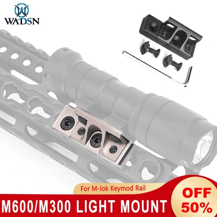 WADSN M300 M600 Tactical Flashlight Mount M-Lok Keymod Rail Offset Base ...