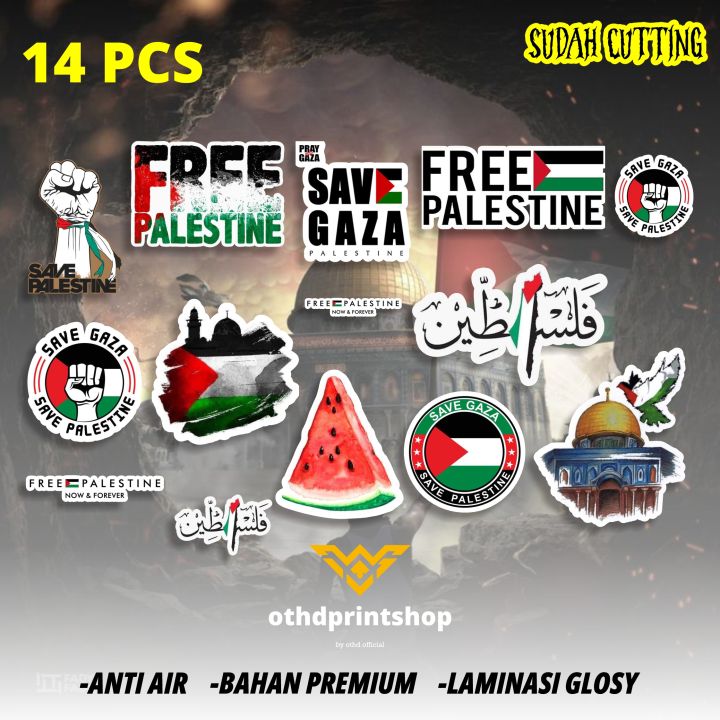 Stiker Palestine isi 14 pcs Stiker Pack Palestina Bahan Vinil Tahan Air ...