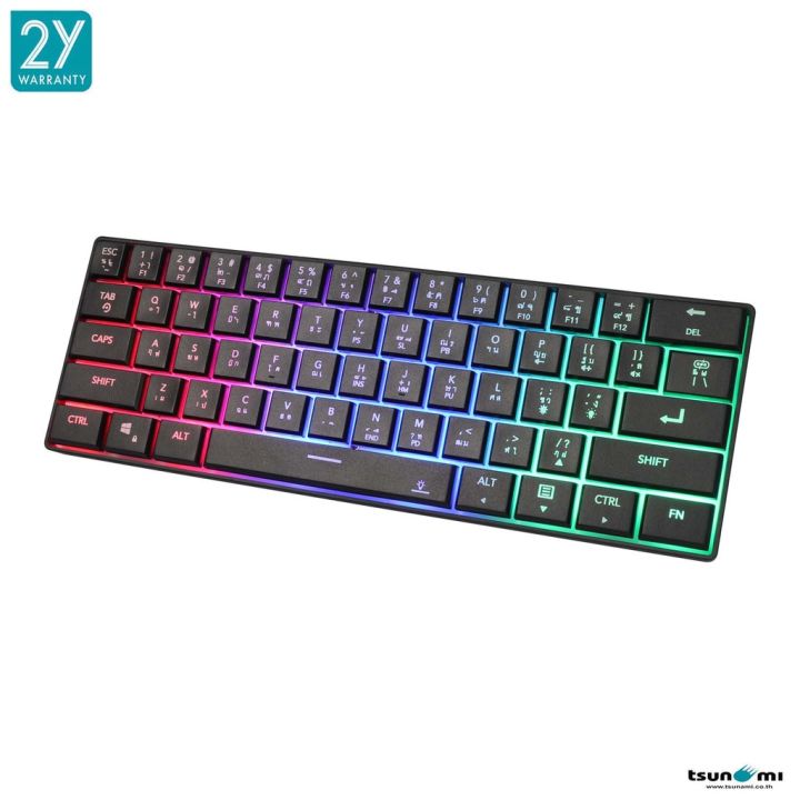 TSUNAMI GK-61 RGB GK61 61 Key USB Wired LED Backlit Axis Gaming ...