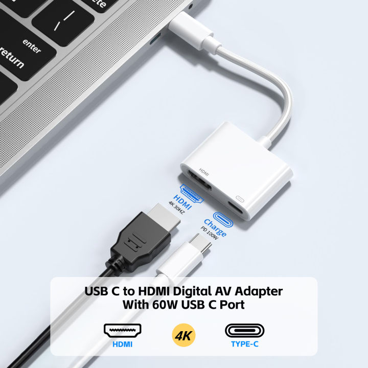 ysr USB HDMI Type C Digital AV Adapter 4K Sync Screen Connector for ...