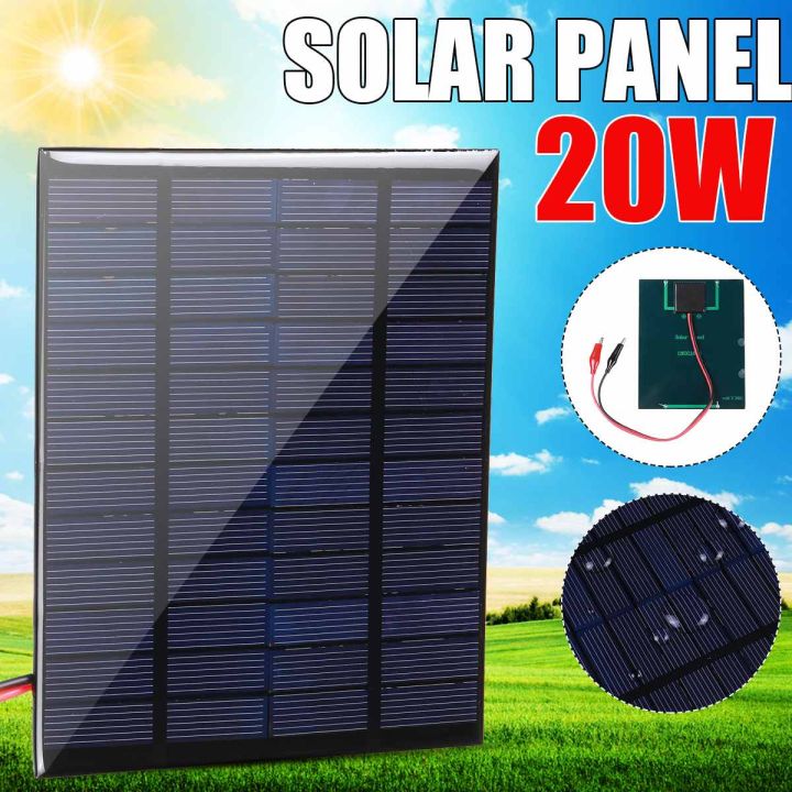 20W Solar Panel 12V Polycrystalline Silicon Solar Cell DIY Cable ...
