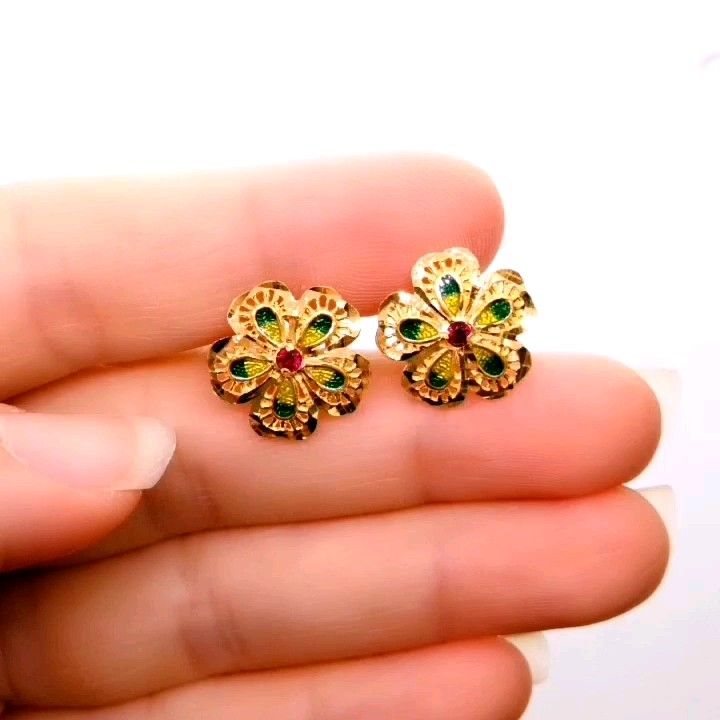 Subang Bunga Skru Design Indian Emas 916 Yon Hing | Lazada