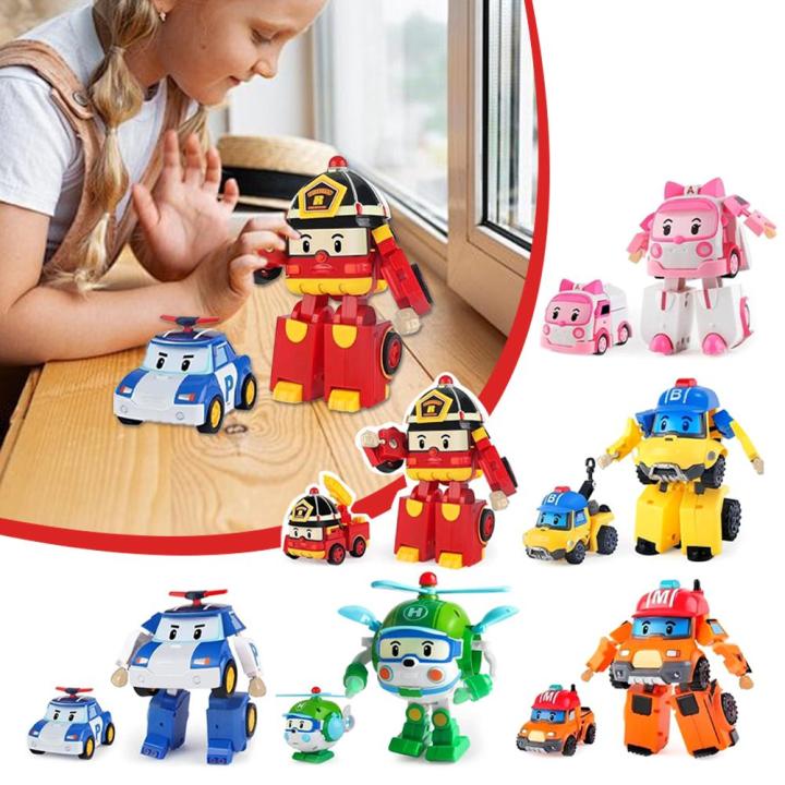 Transformed Police Car Poli Robot Set Traffic Baby Toy Set Q6y1 ...