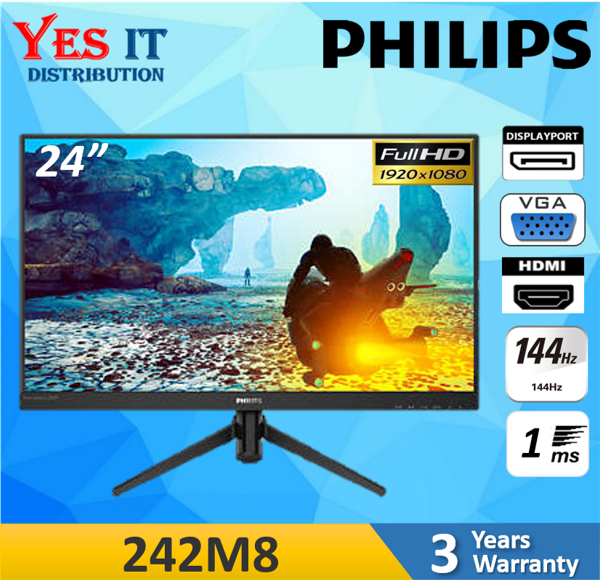 Philips 242M8 24 " FULL HD FHD IPS 144Hz 1ms FreeSync Gaming Monitor ...