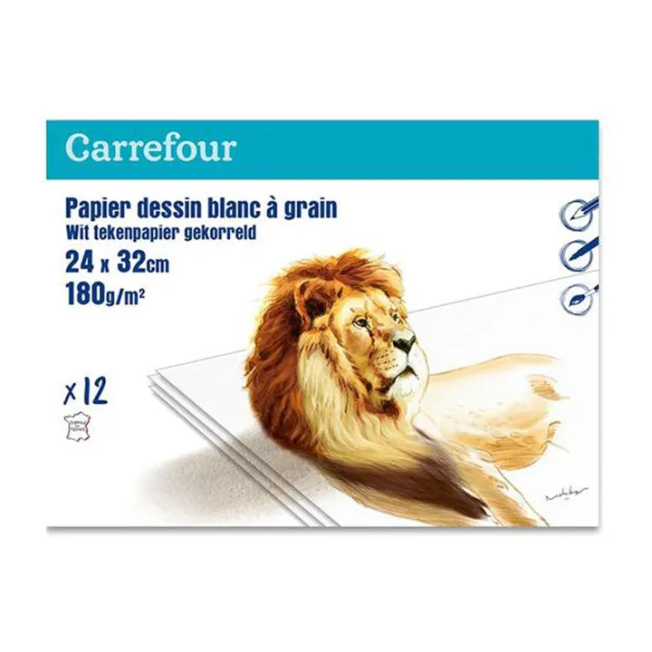 Carrefour Pack Of 12 sheets Of Drawing Bock 180g 24x32cm - By Le Petit ...