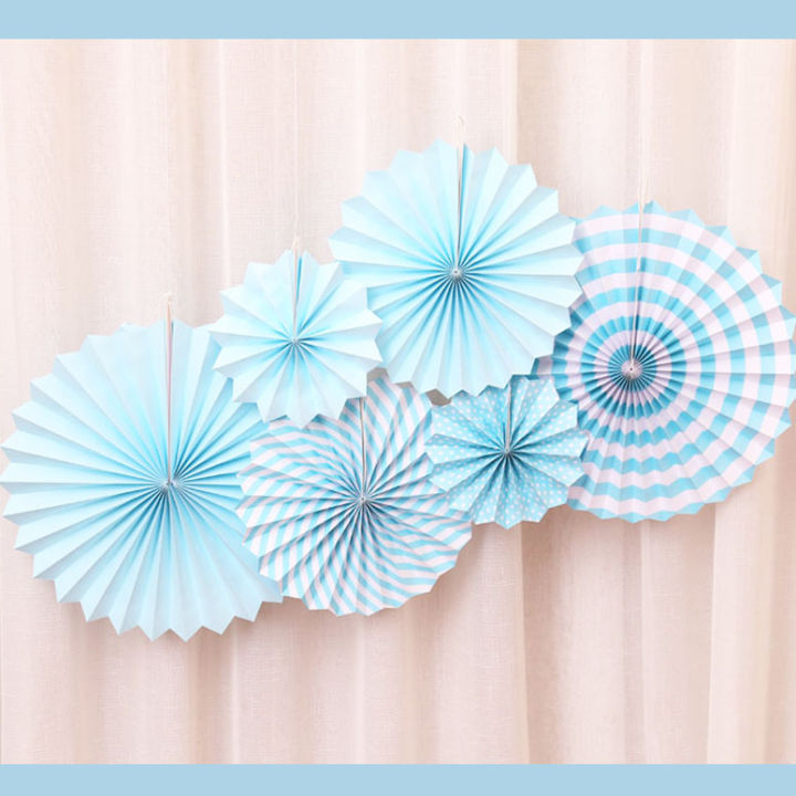 Light Blue Paper Fan Decoration Set - Photo Booth Setup - Party ...