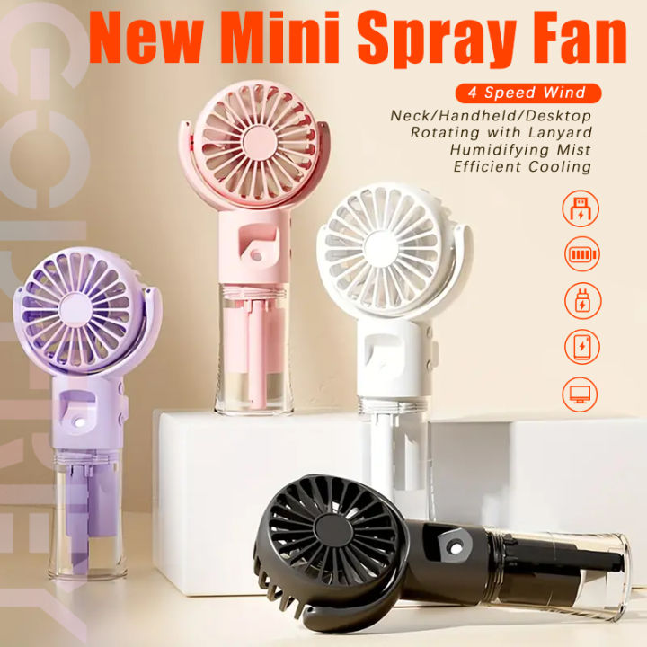 Portable Cooling Handheld Spray Fan with Humidifier Electric Fan Mist ...