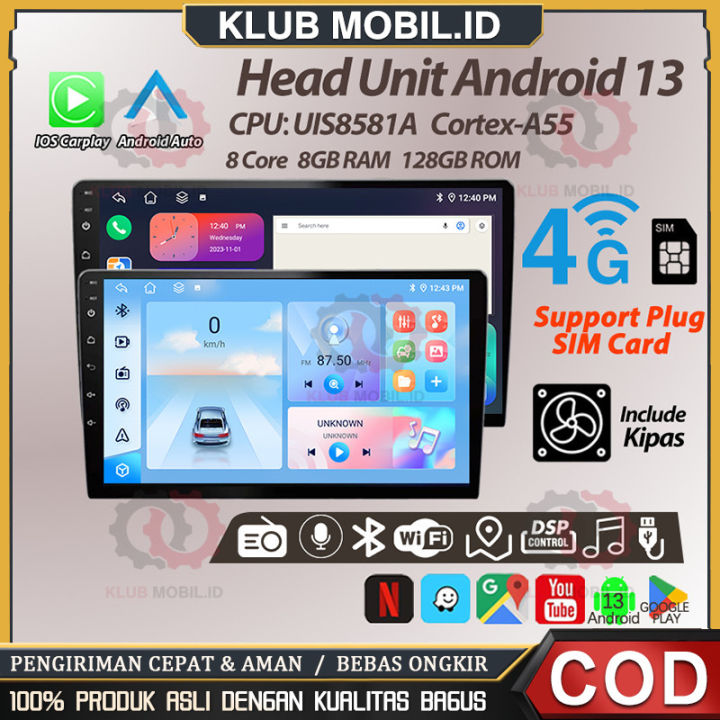 8G+128G Head Unit Support 4G LTE SIM Card 8 Cores CPU Cortex-A55 IPS ...