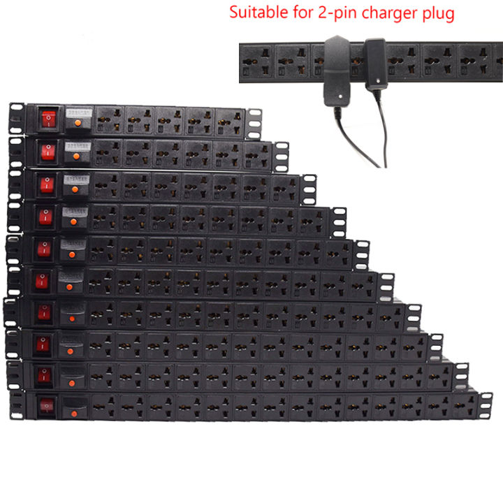 Cabinet Rack Mounted PDU Power Strip Horizontal AC Outlet 2-14 Ways with 2meter Extension Cord ...