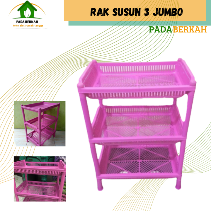 Rak Plastik 3 Susun Besar / Rak Dapur 3 Susun Serbaguna Rak dokumen Rak ...