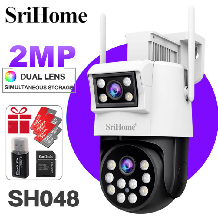 Srihome Dual Lens CCTV Camera SH048 Outdoor 2MP+2MP wireless Night ...