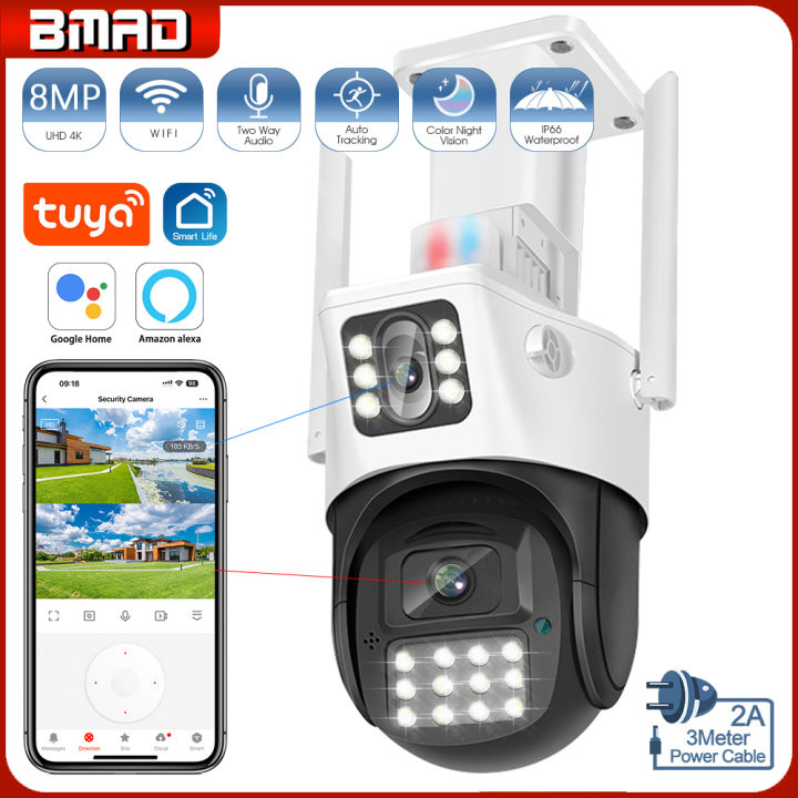 4K 8MP 4G Dual Lens PTZ Camera Dual Screens AI Human Tracking Outdoor ...