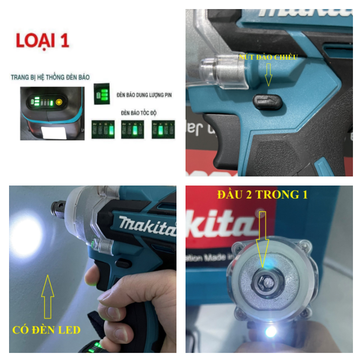 Máy Siết Bulong Pin MAKITA 199V không chổi than tích hợp đầu 2 trong 1 FULL BOX Theo Phân Loại ...