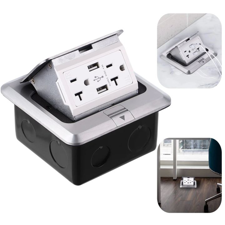 Pop Up Floor Outlet Box Waterproof Electrical Recessed Outlet Box With ...