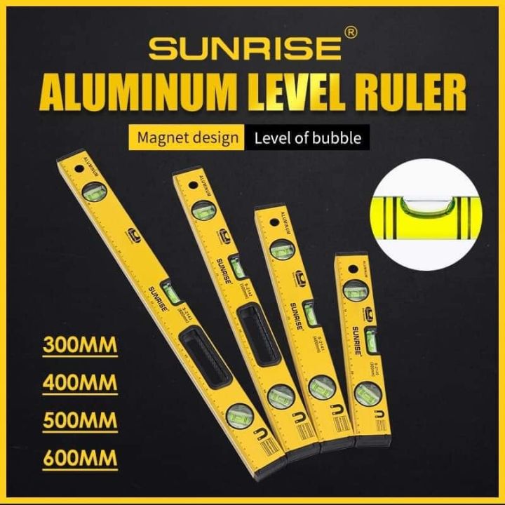 Sunrise LEVEL RULLER/Aluminum Level Ruler/Level Bar with Magnet | Lazada PH