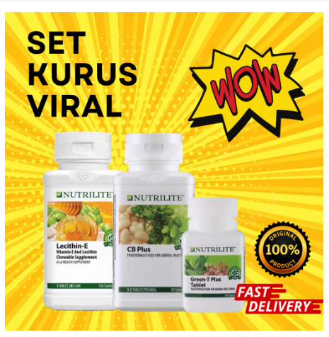 AMWAY Nutrilite Lecithin E 30 + Green-T 15 + CB Plus 30 Set Kurus 3 ...