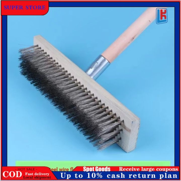 Stainless Steel Wire Floor Scrub Brush with Handle,Stiff Bristle Brush ...