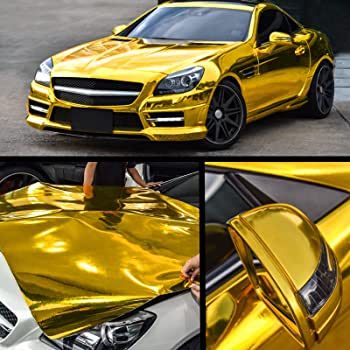 STRETCHING CHROME MIRROR GOLD VINYL WRAP STICKER FOR CAR/MC[HIGH ...