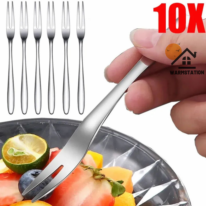 10/5/1Pcs Fruit Fork Stainless Steel Two-toothed Fork Cake Fork Western ...