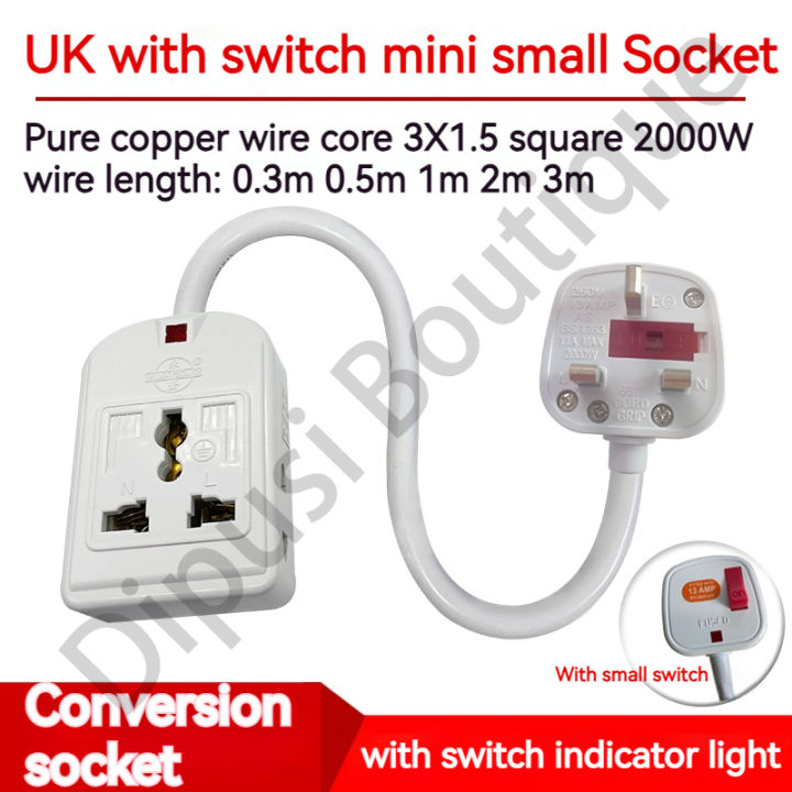 Malaysia 1 Way Extension Power Socket White 0.1/0.3/0.5/1/2/3 Meter ...