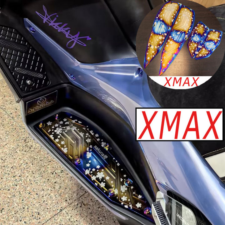 FLAWLESSTI Yamaha Xmax 300 Gr5 Titanium Footrest Sakura Pattern With ...