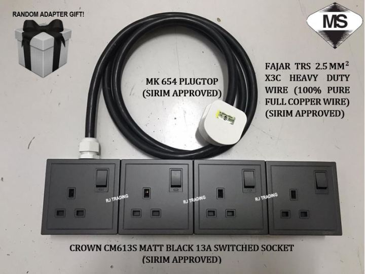 (READY STOCK) 1m-10m HEAVY DUTY EXTENSION 4 WAYS / GANG EXTENSION WIRE ...