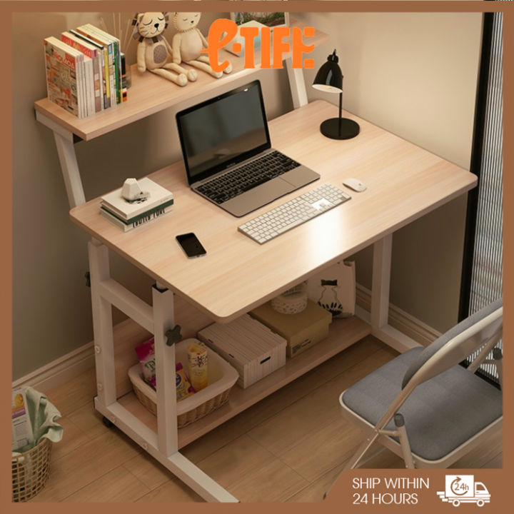 E-TIFE Meja Kerja Adjustable/meja belajar portable dewasa/meja roda ...