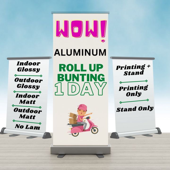 Roll Up Bunting Banner (1 DAY SIAP) Printing Aluminium Stand | Lazada