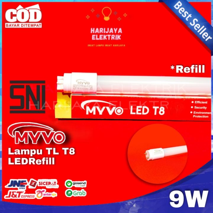 MYVO LAMPU TL T8 LED ISI REFILL 9W WATT 60CM NEON TUBE LIGHT SNI PUTIH | Lazada Indonesia