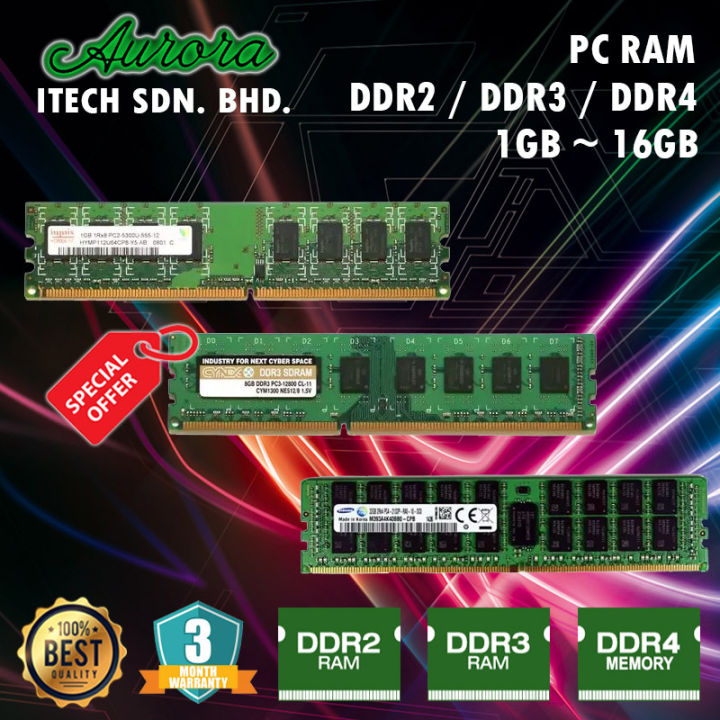 PC DDR2 / DDR3 / DDR4 RAM , 2GB ~ 8GB RAM ( REFURBISHED ) | Lazada