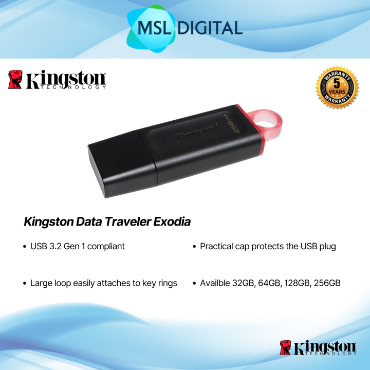 Kingston DataTraveler Exodia USB 3.2 Gen 1 Flash Drive - 32GB,64GB,128GB,256GB | Lazada