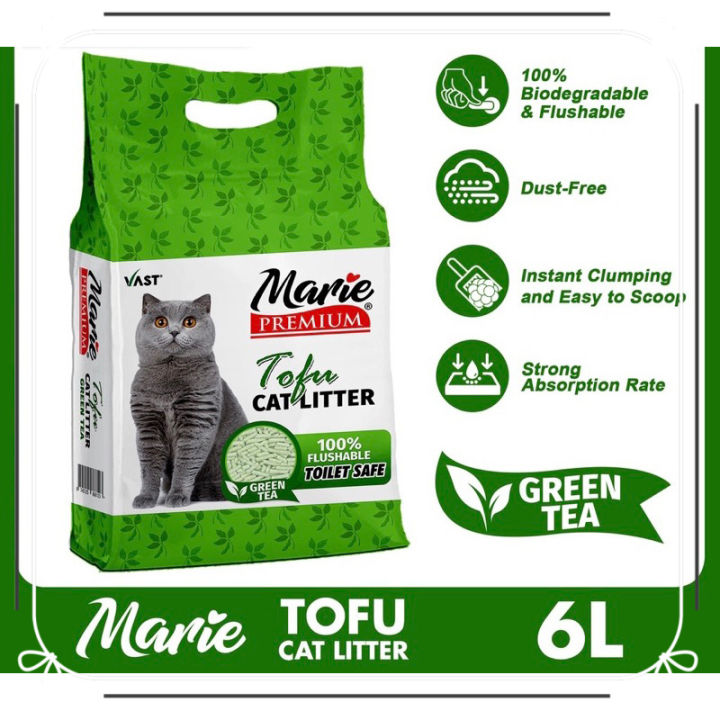 Marie premium tofu cat litter 6L flushable toilet safe | Lazada PH