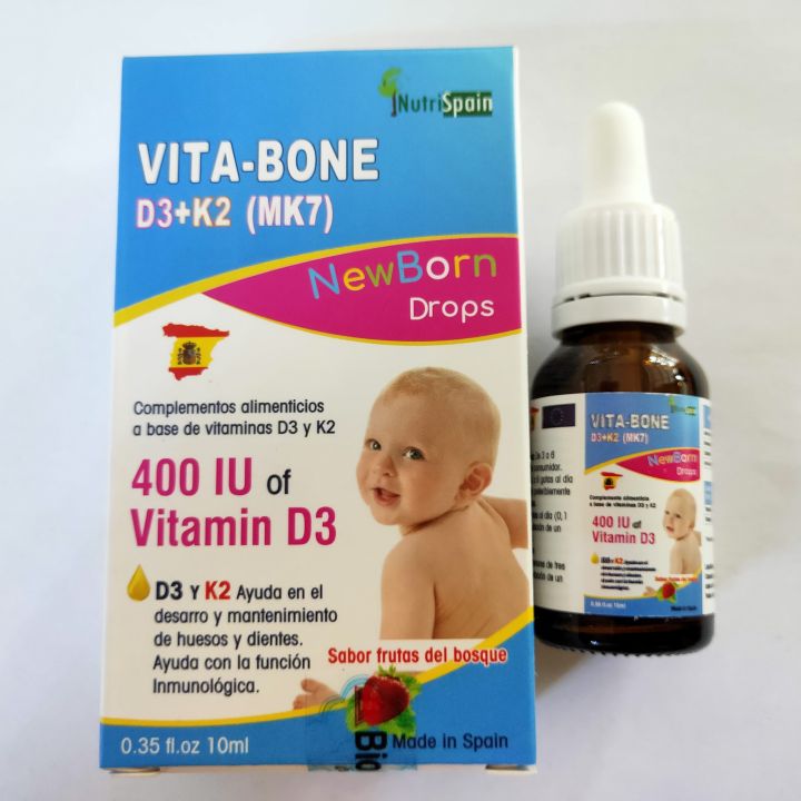 Vitamin D3 K2 Mk7 Vita-Bone Drop 10ml 0-15 tuổi Hàng nhập khẩu Tây Ban ...