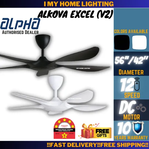 Alpha Alkova EXCEL V2 56" 42" Ceiling Fan DC Motor 5 Blade With Remote ...