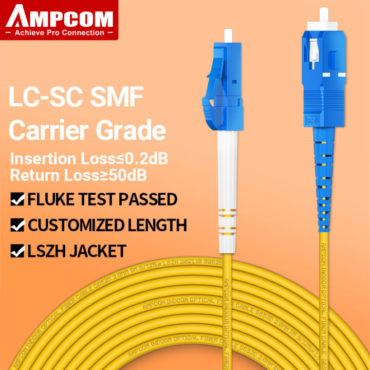 AMPCOM Single Mode Fiber SC LC Fiber Patch Cable Simplex 9/125 SC/UPC ...