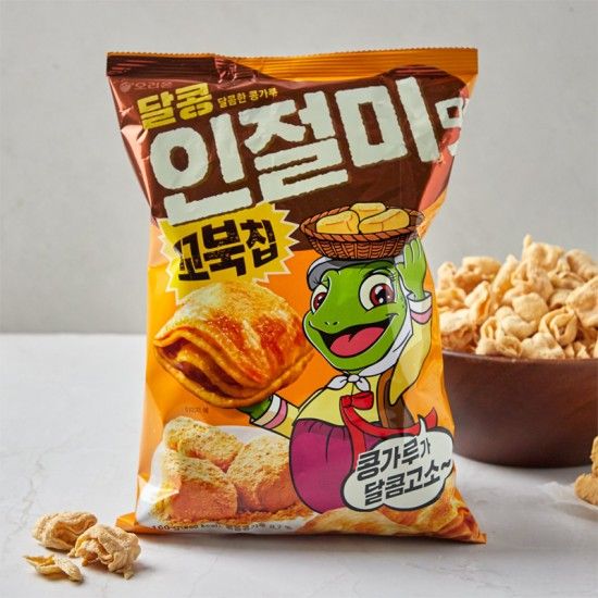 ขนมเกาหลี ขนมเต่าซองส้ม ขนมเค้กข้าว orion turtle kobak chip injeolmi ...