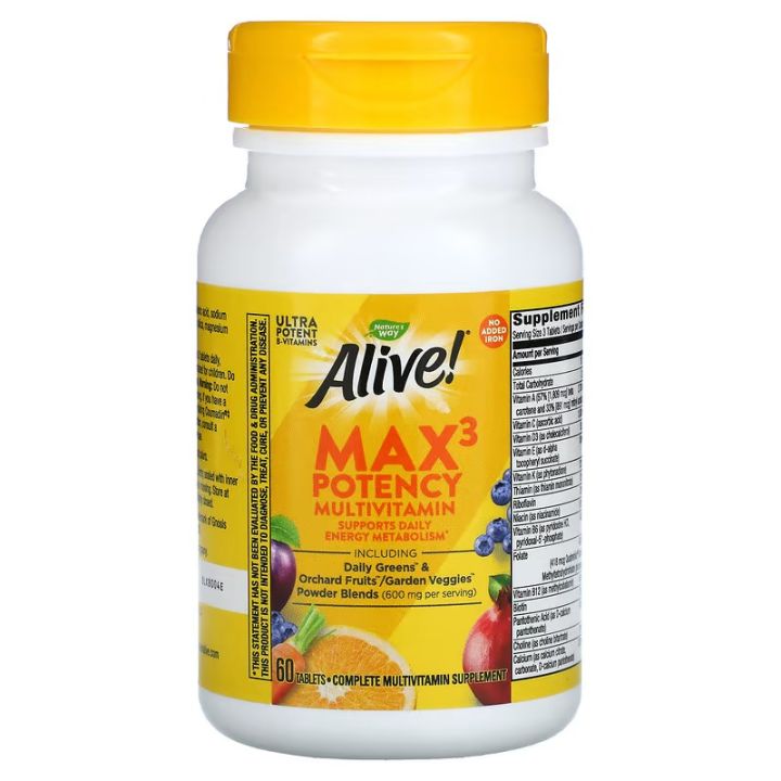 Alive! Max3 Potency Multivitamin, No Added Iron, 60 Tablets | Lazada PH