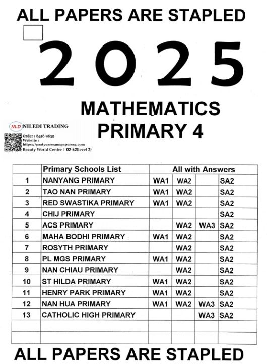 2025 2024 TOP PRIMARY SCHOOL PAST YEAR EXAM PAPERS 2025 2023(PRIMARY 4 ...