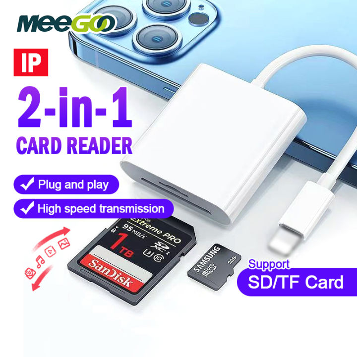 2 in 1 SD Card Reader For iPhone iPad Portable Camera Photo Adapter ...