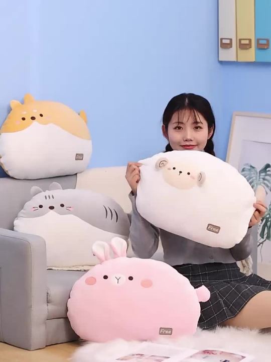 LZD New Fat Cat Series Big Pillow White Sheep round Rolling Fat Toot ...