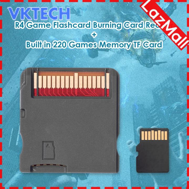 R4 Game Flashcard Burning Card Reader + Built in 220 Games Memory TF ...