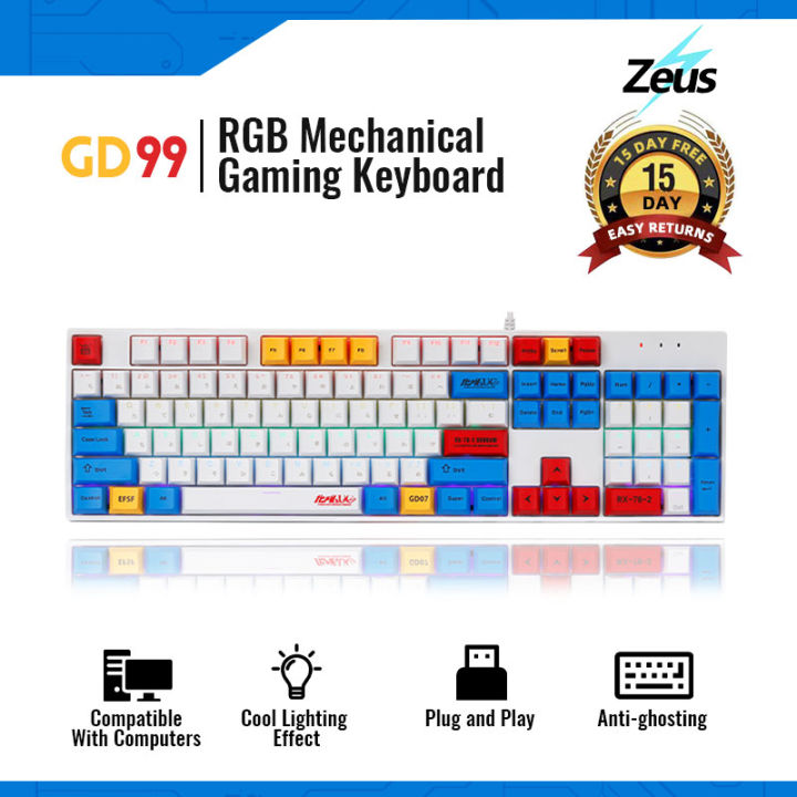 Zeus x Gundam RGB Backlit Mechanical Gaming Keyboard 104 Keys Blue ... Zeus x Gundam RGB Backlit Mechanical Gaming Keyboard 104 Keys Blue ...