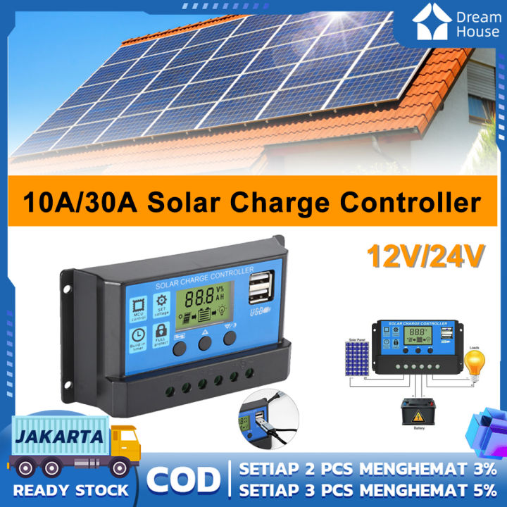 (Dikirim Dari Jakarta)Solar Charge Controller LCD LED Display Solar PWM ...